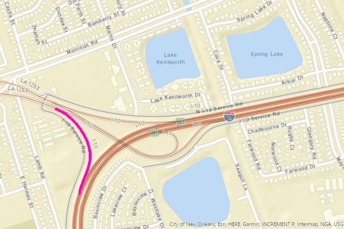 Morrison Rd On-Ramp to Westbound I-10 in New Orleans Closed Overnight