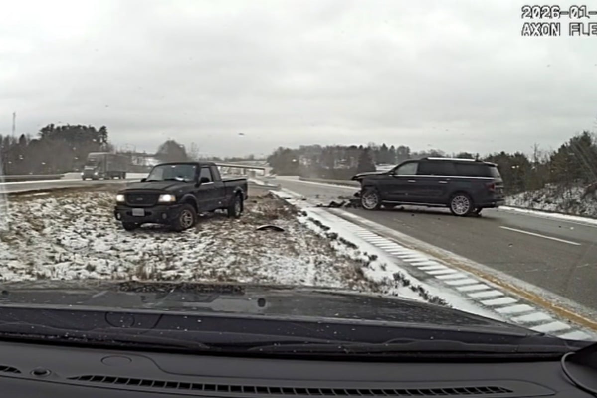 VIDEO: Ohio State Highway Patrol Shares Icy Bridge Crash Footage as