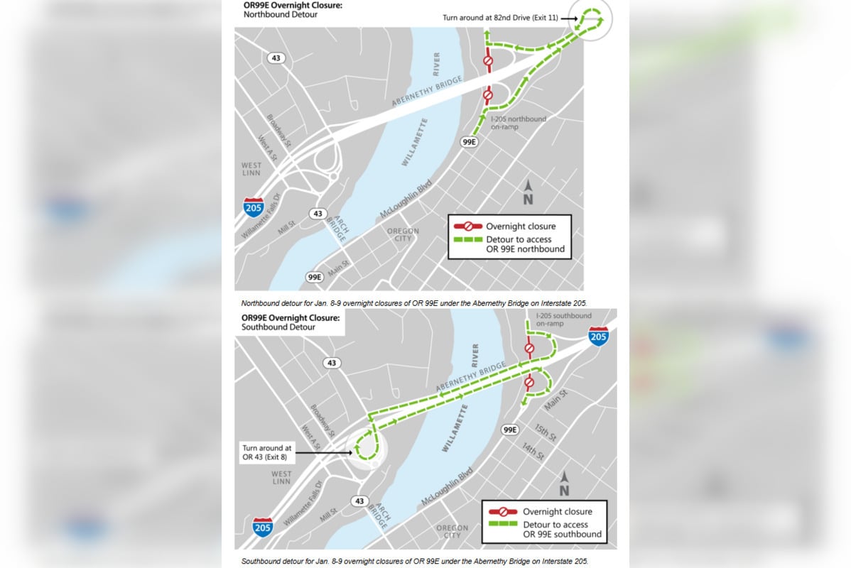 Oregon City Alert: OR 99E to Close for Abernethy Bridge Project,