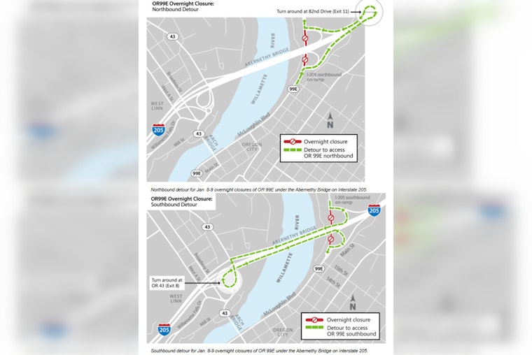 Oregon City Alert: OR 99E to Close for Abernethy Bridge Project,