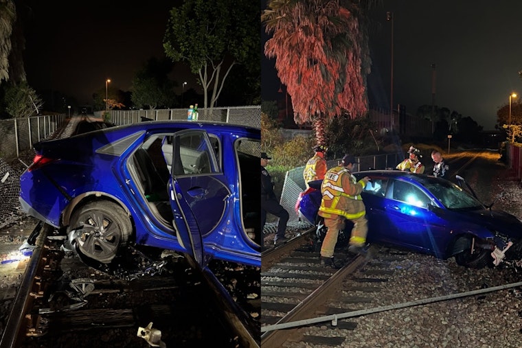 Passenger Badly Hurt as Carlsbad Driver Plows Onto Train Tracks, Cops