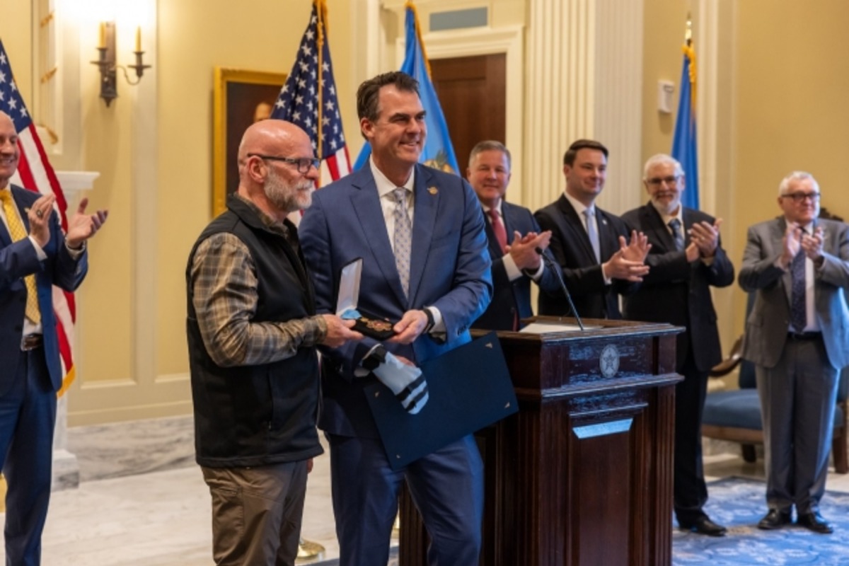 Oklahoma Governor Kevin Stitt Bestows Medal of Valor on Commissioner