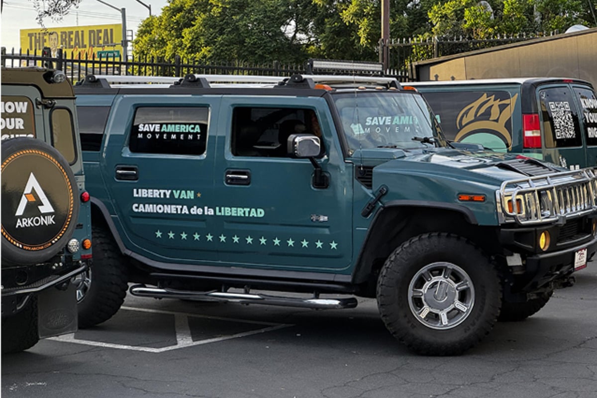 Liberty Vans Roll Through Los Angeles To Shield Immigrants