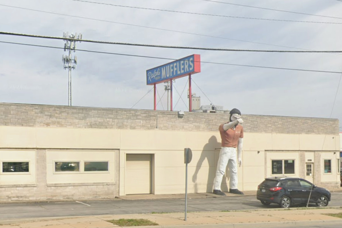 Mr. Bendo Damaged After Car Hits Indianapolis Muffler Man
