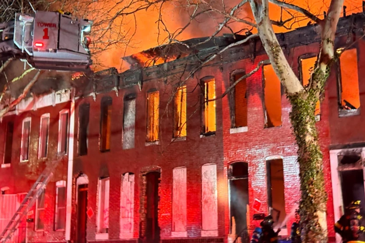 West Baltimore Fire Destroys Vacant Rowhomes on Clifton Ave