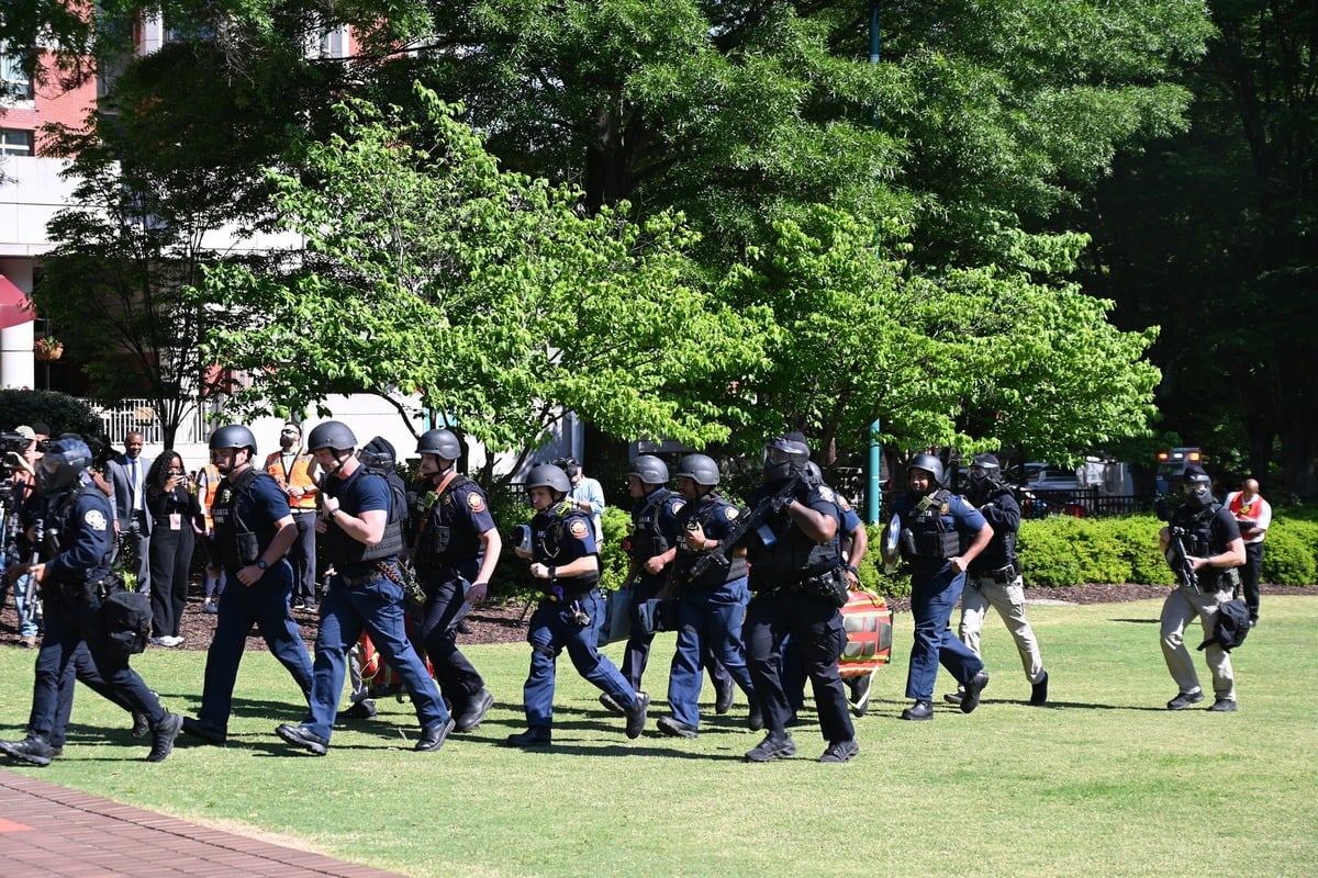 Atlanta First Responders Run Downtown World Cup Drills