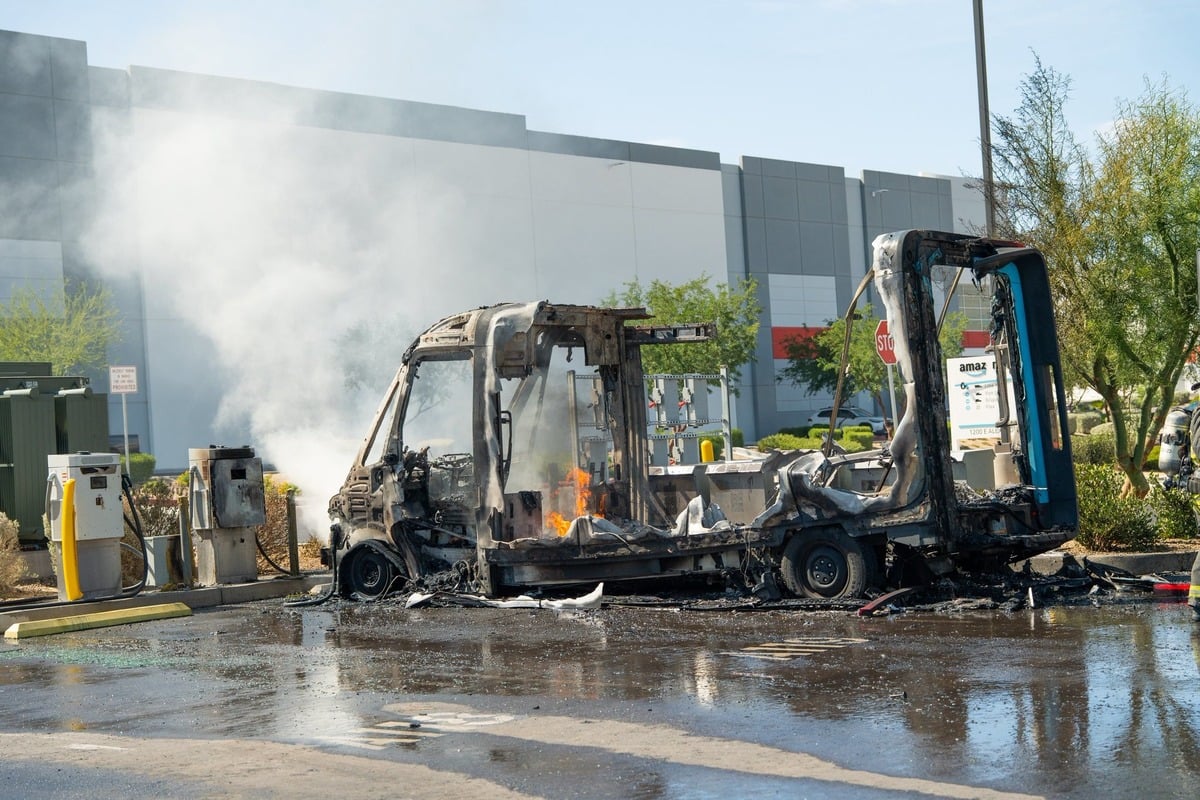 North Las Vegas Delivery Van Fire Sparks Battery Warning