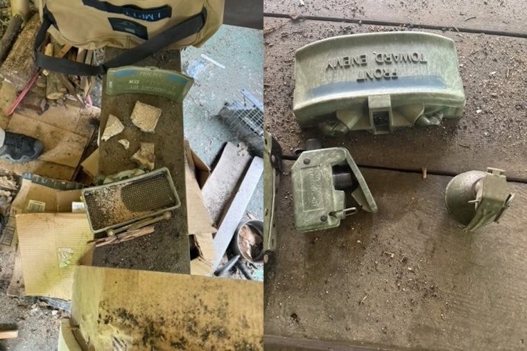 Grenades And Mines Stash Rocks Quiet Columbia Station Street