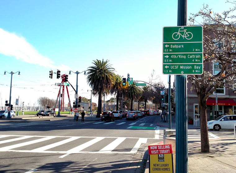 New Bike Box, Sharrows, Signage Installed At Embarcadero & Townsend