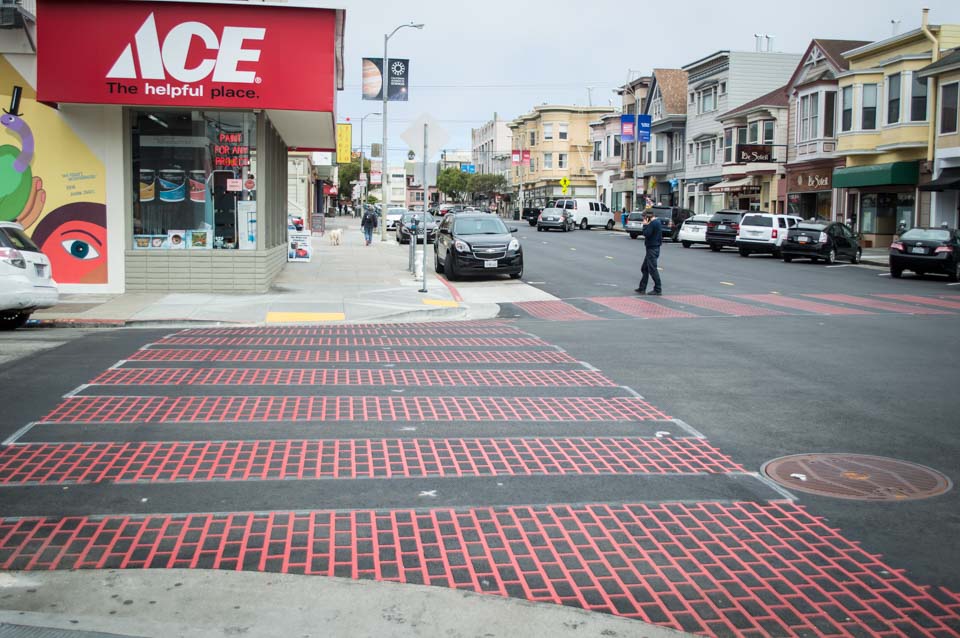 New Crosswalk Design Adds Pop Of Color At 3rd & Clement