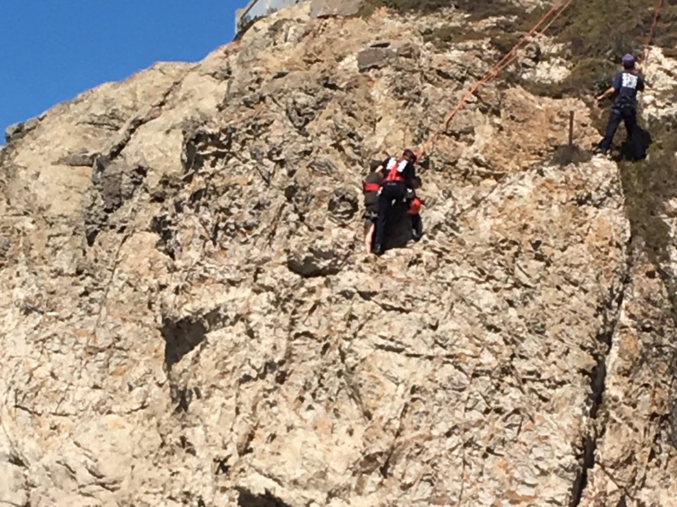 Emergency Responders Rescue Person From Cliffside Near Cliff House