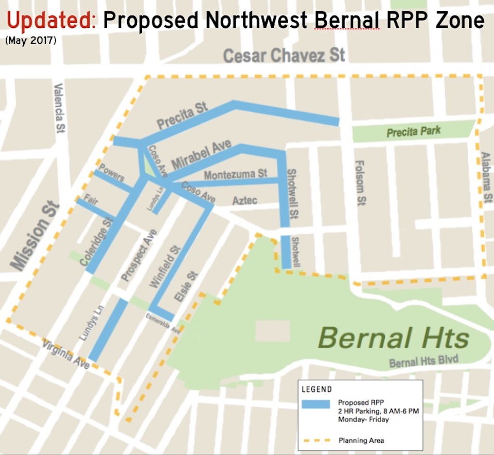 Permit Parking Set For Northwest Bernal As SFMTA Releases Updated Zone